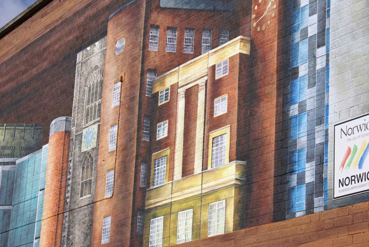 Derek's 'City of Stories' Norwich Mural - LSI Architects